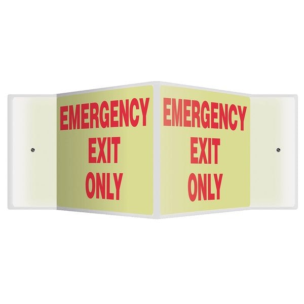 Accuform No Header, Emergency Exit Only, 12" W x 8" H, L-Shaped ...