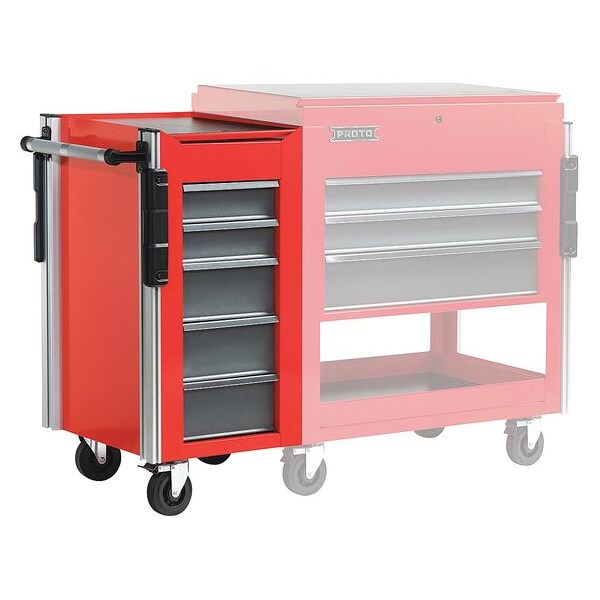 Proto Heavy Duty Side Cabinet, 5 Drawer, Red, Steel, 18 in W x 20 in D ...