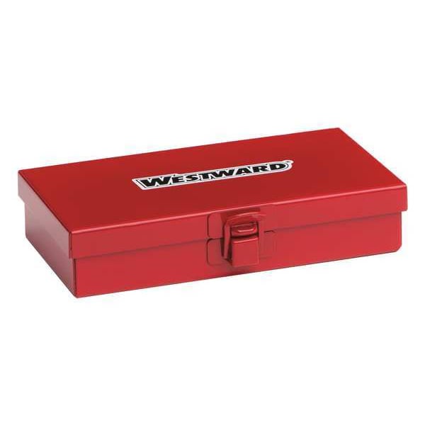 Westward WESTWARD Tool Box, Steel, Red, 6-1/2 in W x 4-1/4 in D x 1-1/4 ...