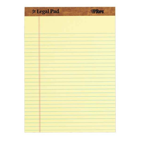 Tops The Legal Pad Ruled Perforated Pads, Wide/Legal Rule, (50) Canary ...