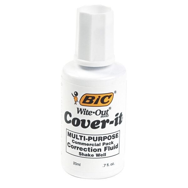 Bic Commercial Correction Fluid, 20mL, White BICWOC12WE | Zoro