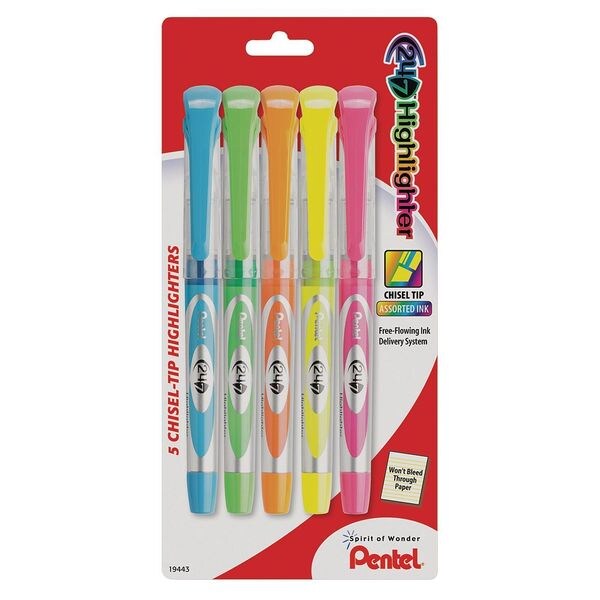 Pentel Highlighter Set, Assorted Colors, PK5 PENSL12BP5M | Zoro
