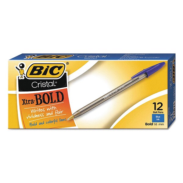 Bic Stick Pen, Bold 1.6 mm, Blue PK12 BICMSB11BE | Zoro
