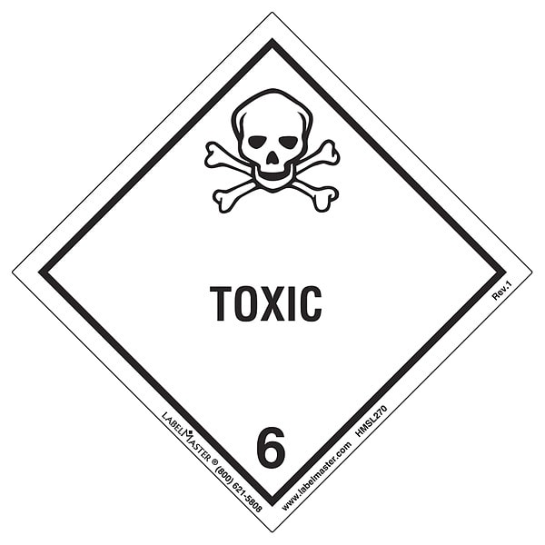 Labelmaster Toxic Label, 100mmx100mm, Polyprop, 500 HMSL270 | Zoro