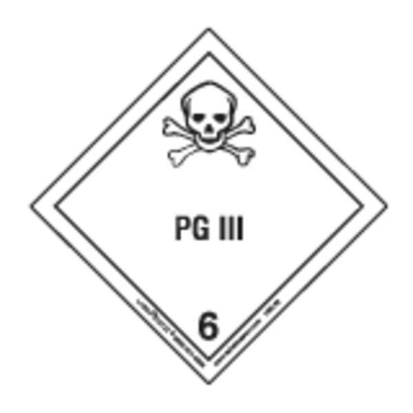 Labelmaster PG III Label, 100mmx100mm, PG III, Wht/Blk HML32 | Zoro