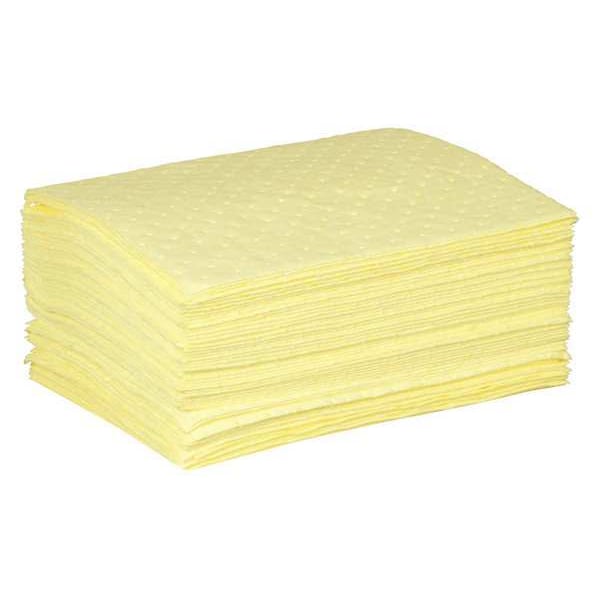 Condor Sorbent Pad, 9 gal, 15 in x 19 in, Harsh Chemicals, Yellow, 50 ...