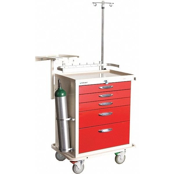 Blue Bell Medical Crash Cart, Steel, 1 Shelves, 1400 lb. 08S24-132 | Zoro