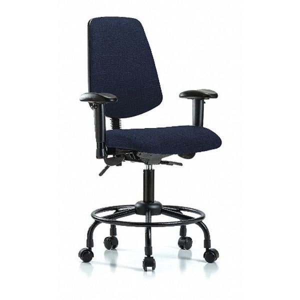 Blue Ridge Ergonomics Fab Med Bench Chair, Bk, RT, Cast, Navy, 6-Way ...