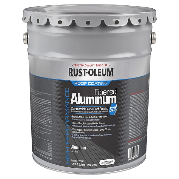 Rust-Oleum Roof Coating, Solvent Base, Aluminum 359667 | Zoro