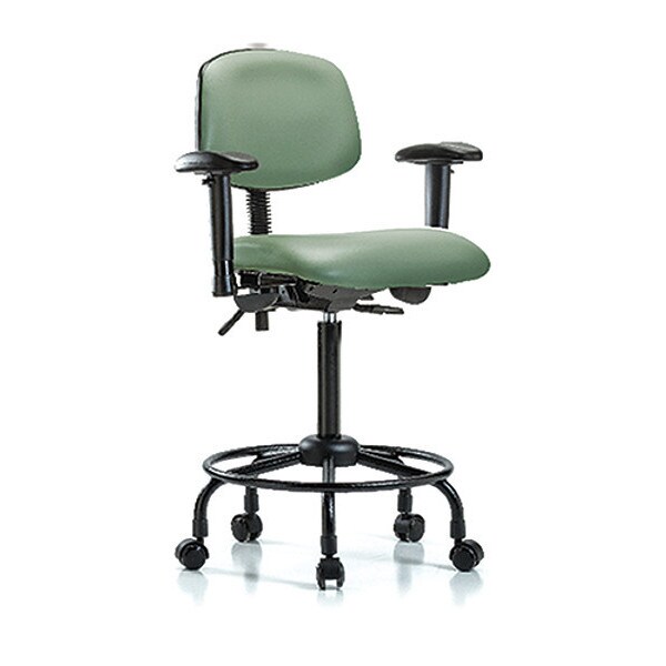 Blue Ridge Ergonomics Bench Chair, Vinyl, RT, Tilt, AA, Cast, Sea BR ...