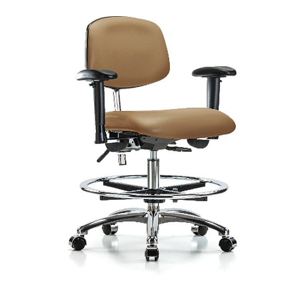 Blue Ridge Ergonomics Med Bench Chair, Vin, CF, Cast, Taupe, CL100, 6-Way Adjustable, 22" to 29 ...
