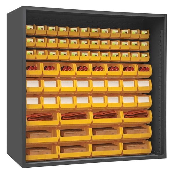 Durham Mfg Heavy Duty Bin Cabinet, 72 in W, 72 in H, 24" D, 72 Bins ...