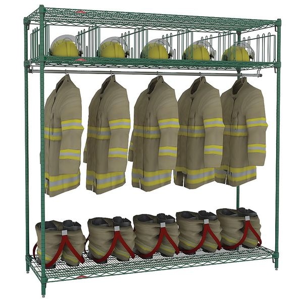 Metro Turnout Gear Storage Rack, Green, 24 in D, 74 in H TFSTATOGR | Zoro