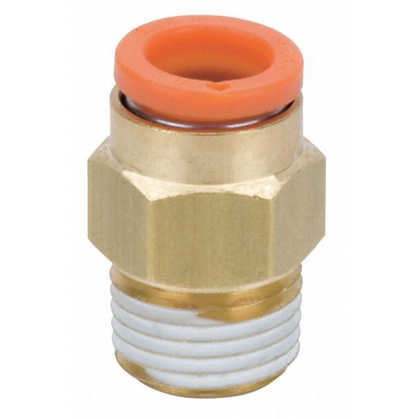 Smc Male Adapter, Push-to-Connect x MNPT, 1/8 in Tube OD, 1/4 in Pipe Size, Brass KQ2H01-35AS | Zoro