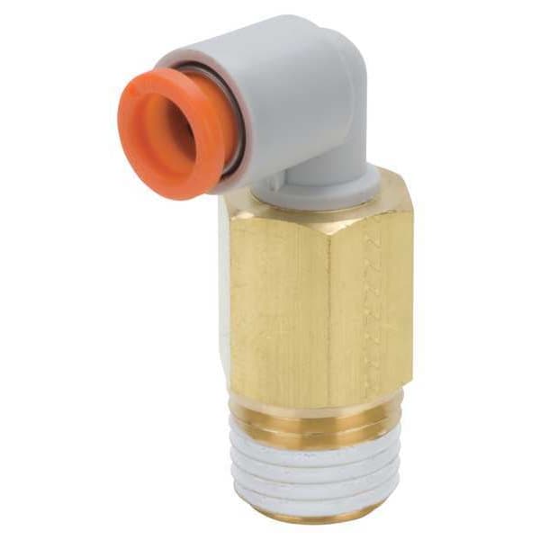 Smc Push-Fit Elbow Fitting, Push-to-Connect x MNPT, 5/32 in Tube OD, 1/4 in Pipe Size, Plastic ...