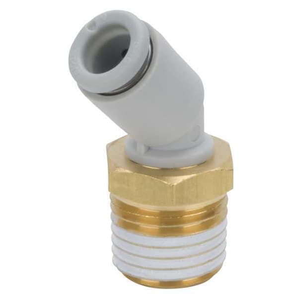 Smc Push-Fit Elbow Fitting, Push-to-Connect x MBSPT, 4mm Tube OD, 1/8 in Pipe Size, Plastic ...