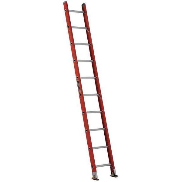 Louisville 10 ft Overall H, Straight Ladder, Fiberglass, Orange Finish ...
