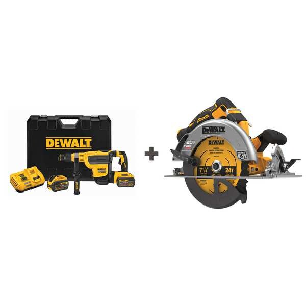 Dewalt Cordless Rotary Hammer Kit, 60V DCH614X2/DCS573B | Zoro