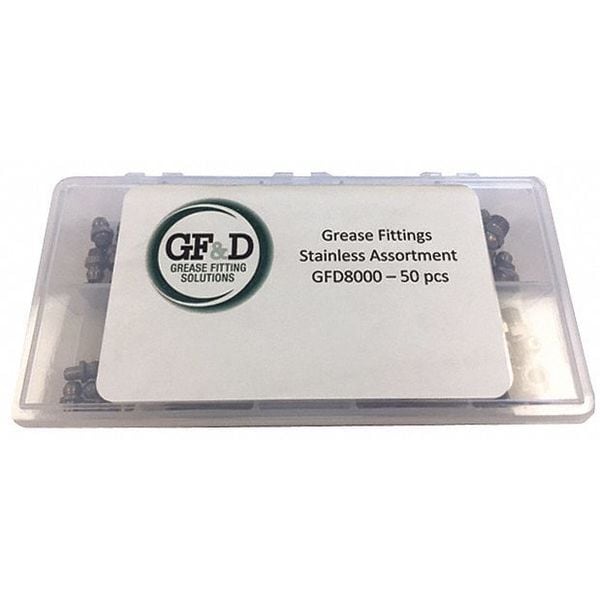 Gf&D Systems Stainless Grease Fittng Assrtmnt, 50 pcs. GFD8000 | Zoro