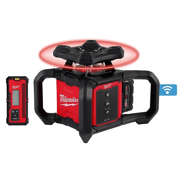Milwaukee Tool M18 Red Exterior Rotary Laser Level Kit with Receiver ...