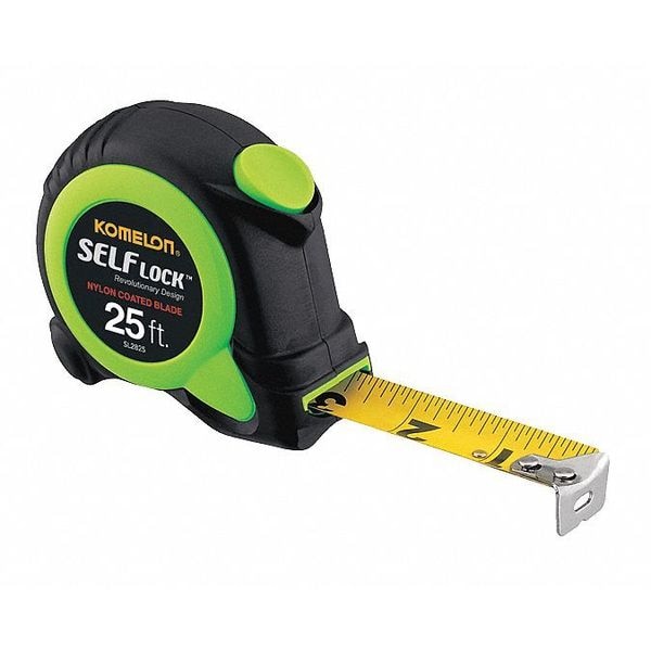 Komelon Tape Measure, Green, Self Lock, 25 ft. x 1" SL2825 | Zoro