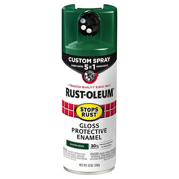 Rust-Oleum Rust Preventative Spray Paint, Hunter Green, Gloss, Solvent ...
