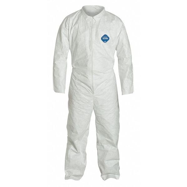 Dupont Collared Disposable Coveralls, 5XL, 25 , White, Tyvek®, Zipper ...