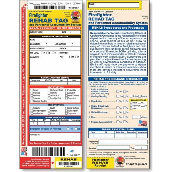 Disaster Management Systems Firefighter Rehab Tag, PK50 DMS 05696 | Zoro