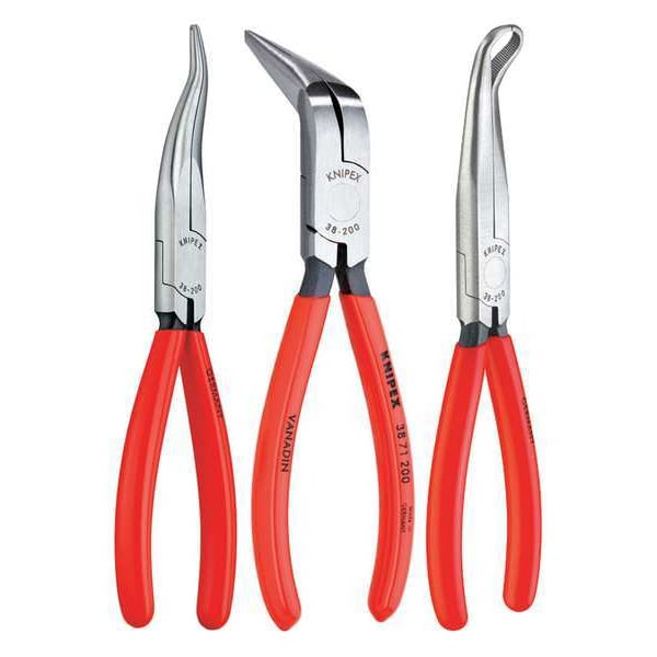 Knipex 3 Piece Long Nose Plier Set Dipped Handle 9K 00 80 12 US | Zoro