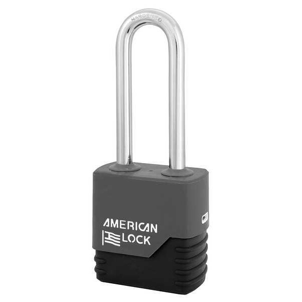 American Lock Keyed Padlock, Extended, Rectangular Brass Body, Boron ...
