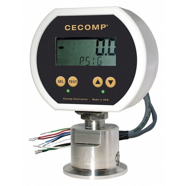 Cecomp Digital Sanitary Compound Gauge with Transmitter, -30 to 0 to ...