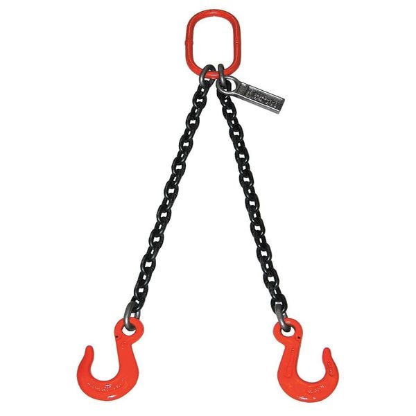 Lift-All Chain Sling, Dbl Leg, 7400 lb, 9/32 In, 8 ft 932DOSW10X8 | Zoro