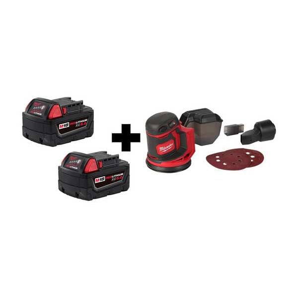 Milwaukee Tool M18 Random Orbit Sander + M18 XC5.0 Extended Capacity ...