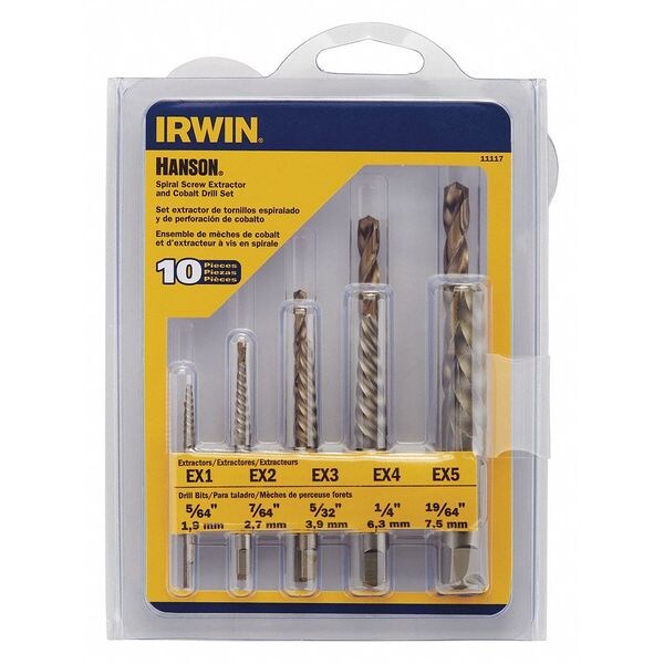Irwin Screw Extractor Set Spiral Flute 10 pcs 11117 Zoro