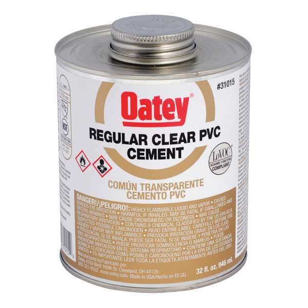 Oatey PVC Cement, Clear, Regular Body, 32 oz. 31015 | Zoro
