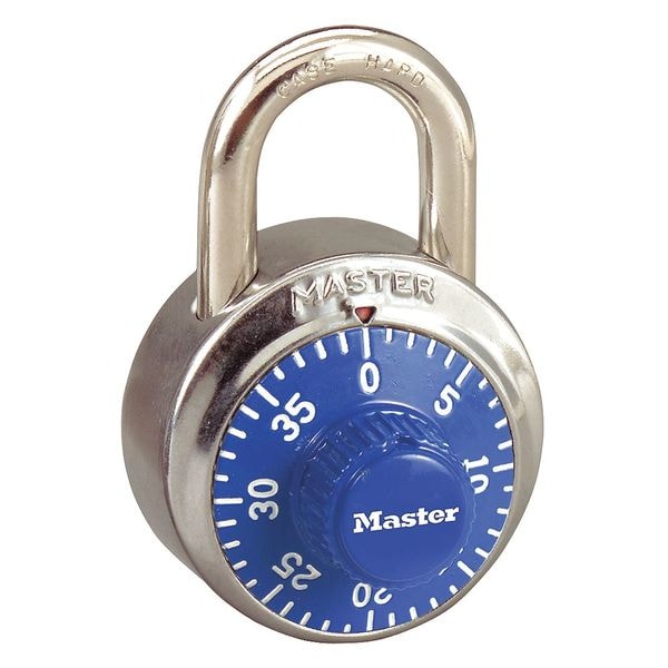 Master Lock Combination Padlock, Center, Blue/Silver 1502BLU | Zoro