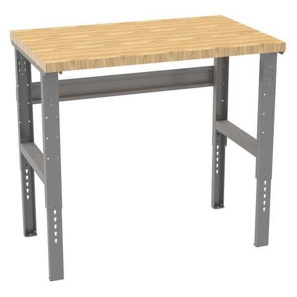 Tennsco Bolted Workbench, Butcher Block, 48 in W, 35-3/8 in to 41-3/8 ...