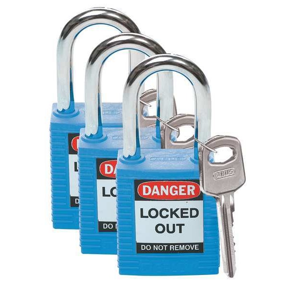 Brady Lockout Padlock, Keyed Alike, Nylon, Blue, 1 1/2 in Shackle ...