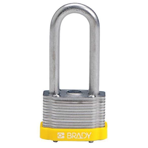 Brady Keyed Padlock, Extended, Rectangular Steel Body, Hardened Steel ...