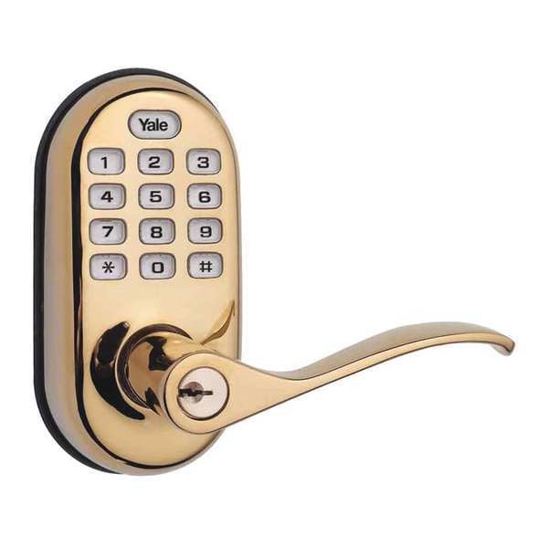 Yale Real Living Electronic Keyless Lock, Brght Brass YRL210HA605 | Zoro