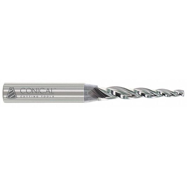 Conical Tool Tapered End Mill, 8 Deg, 0.031" Tip Dia, Number of Flutes ...