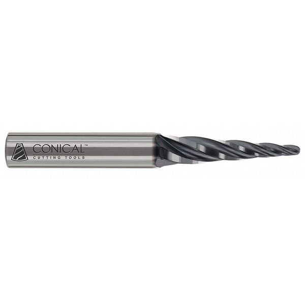 Conical Tool Tapered End Mill, 2 Deg, 0.250" Tip Dia A-403C-BE | Zoro