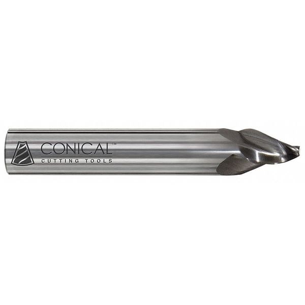 Conical Tool Tapered End Mill, 30 Deg, 0.094" Tip Dia, Spiral Direction ...