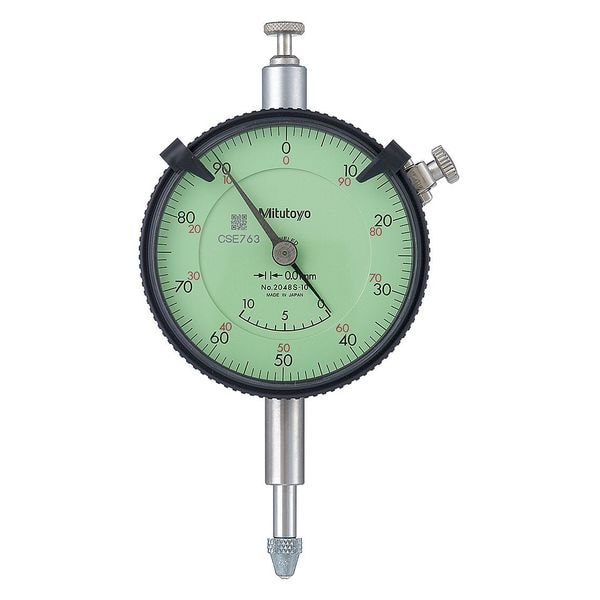 Mitutoyo Dial Indicator, Long Stem 0-100,.01 (2048S-10) | Zoro