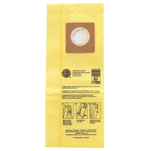 Hoover Commercial Vacuum Bag, 10 PK AH10243 | Zoro