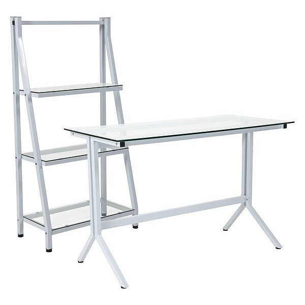 Flash Furniture Winfield, Glass, Desk and Bookshelf NAN-CEK-36-GG | Zoro