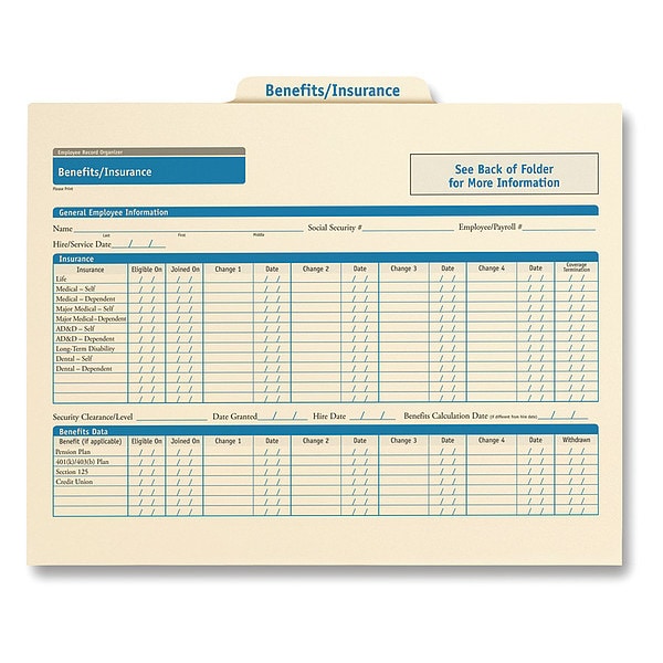 Complyright Employee Benefits/Insurance Folder, PK25 A0309 | Zoro