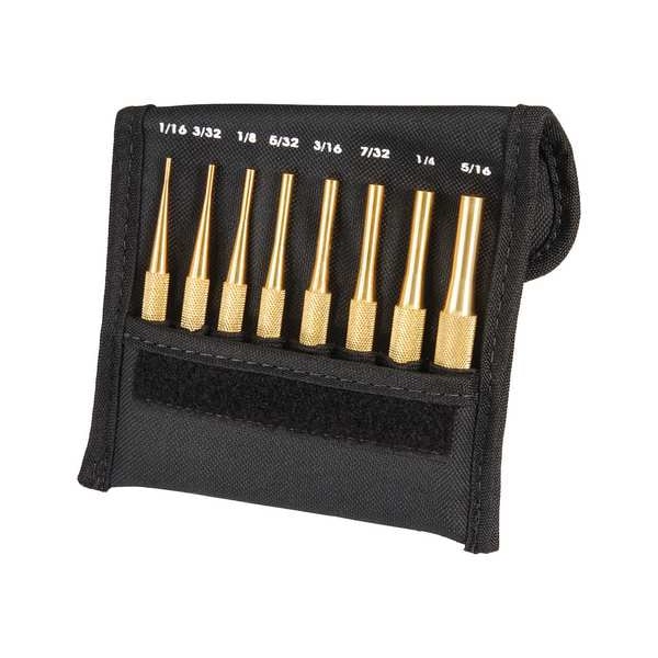 Starrett Drive Pin Punch Set, 8 Pieces, Brass SB565Z | Zoro