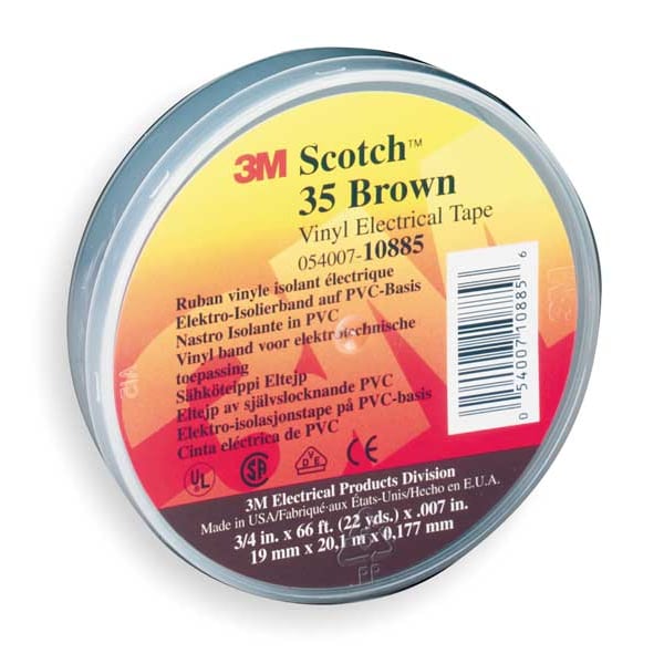 3M Vinyl Electrical Tape, 35, Scotch, 3/4 in W x 66 ft L, 7 mil thick ...