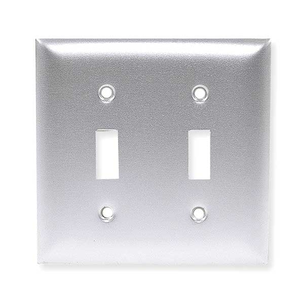 Hubbell Toggle Switch Wall Plates, Number of Gangs: 2 Aluminum, Brushed ...
